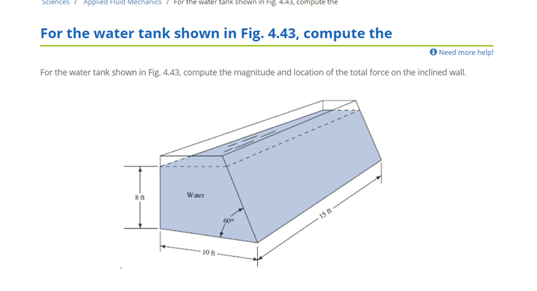 Solved Sciences Applied Fluid Mechanics For the water tank | Chegg.com