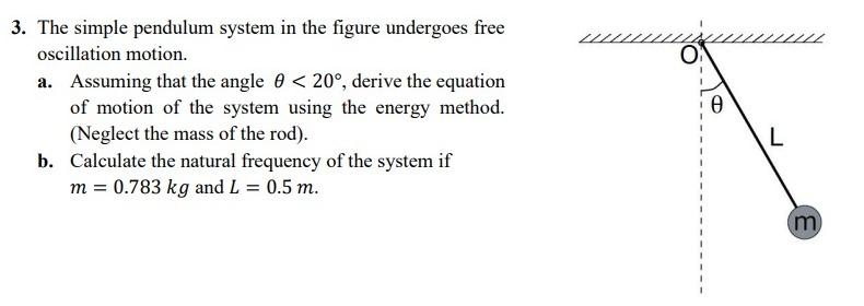 Solved 3. The simple pendulum system in the figure undergoes | Chegg.com
