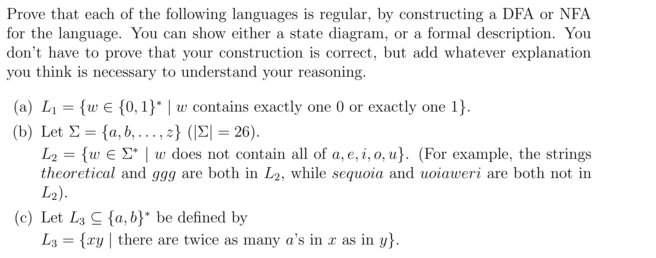 Solved Prove that each of the following languages is | Chegg.com