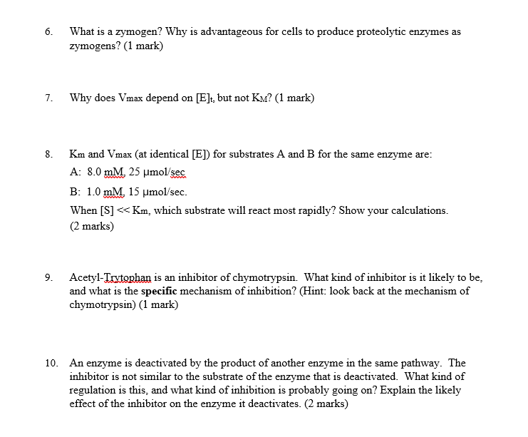 Solved 6. What is a zymogen? Why is advantageous for cells | Chegg.com