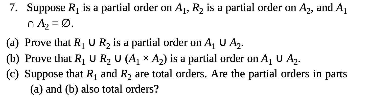 Solved Suppose R1 ﻿is a partial order on A1,R2 ﻿is a partial | Chegg.com