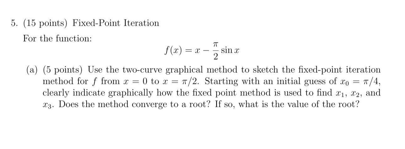 Solved TT 5. (15 points) Fixed-Point Iteration For the | Chegg.com