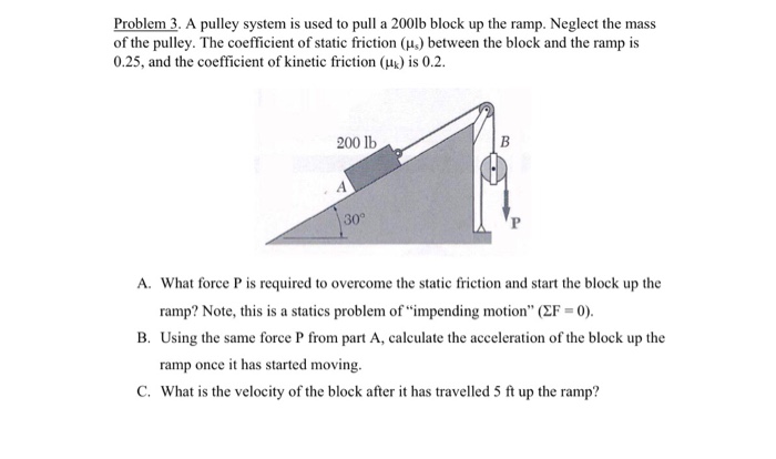 Solved Problem 3 A pulley system is used to pull a 200lb | Chegg.com
