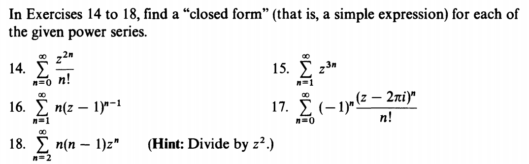 Solved In Exercises 14 to 18, find a "closed form” (that is, | Chegg.com