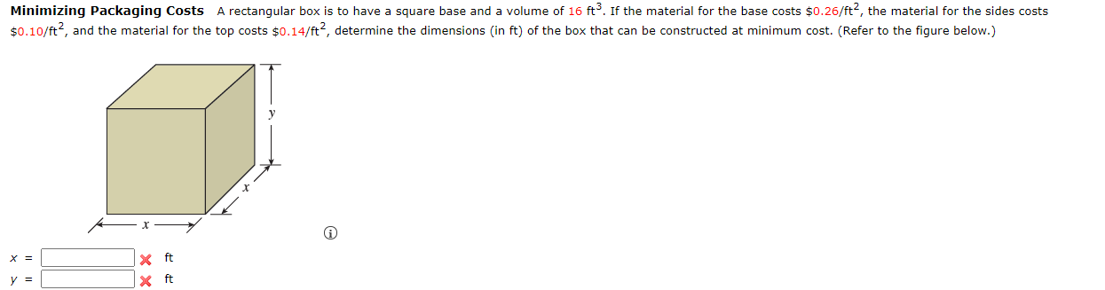 Solved Minimizing Packaging Costs A rectangular box is to | Chegg.com