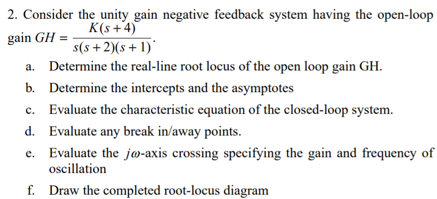 Solved a. 2. Consider the unity gain negative feedback | Chegg.com