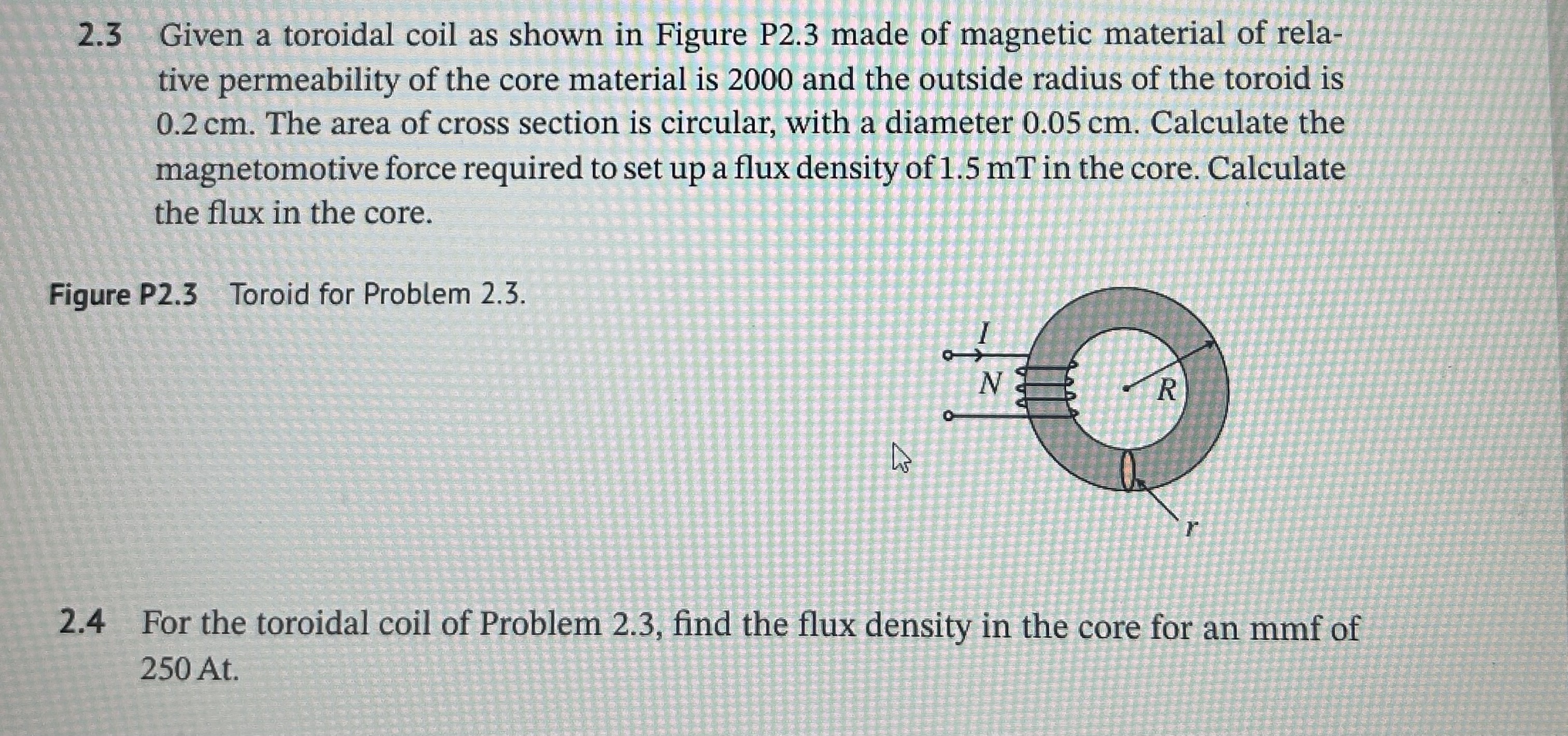 2.3 ﻿Given a toroidal coil as shown in Figure P2.3 | Chegg.com