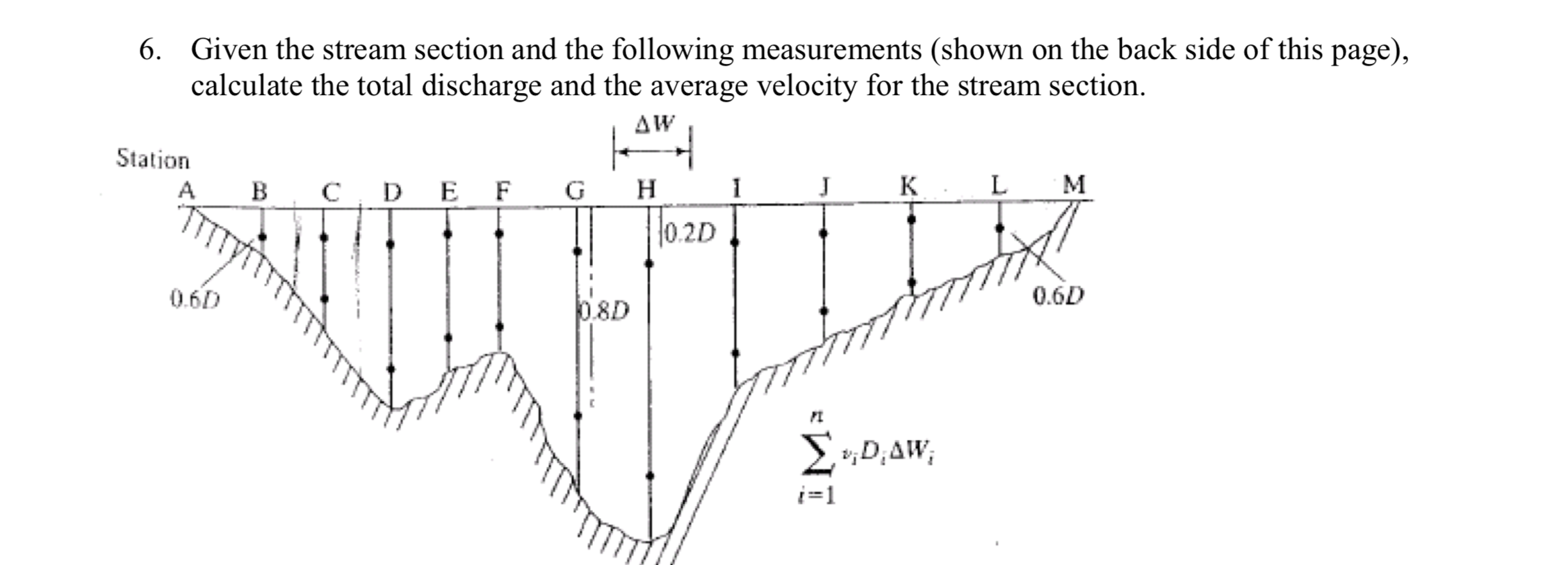 Solved 6. Given the stream section and the following | Chegg.com