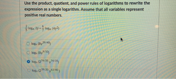 Solved Use the product, quotient, and power rules of | Chegg.com