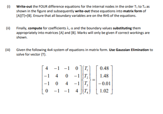 Solved (i) Write-out the FOUR difference equations for the | Chegg.com