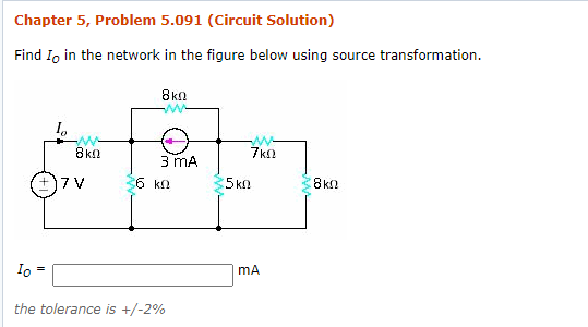 Solved Chapter 5, Problem 5.091 (Circuit Solution) Find Io | Chegg.com