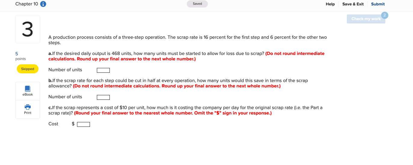 Solved Chapter 10 i Saved Help Save & Exit Submit Check my | Chegg.com