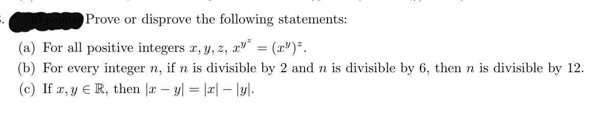 Solved Prove or disprove the following statements: (a) For | Chegg.com