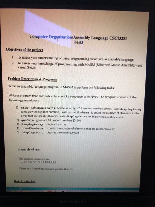Solved Computer Organization/Assembly Language CScT3331 | Chegg.com