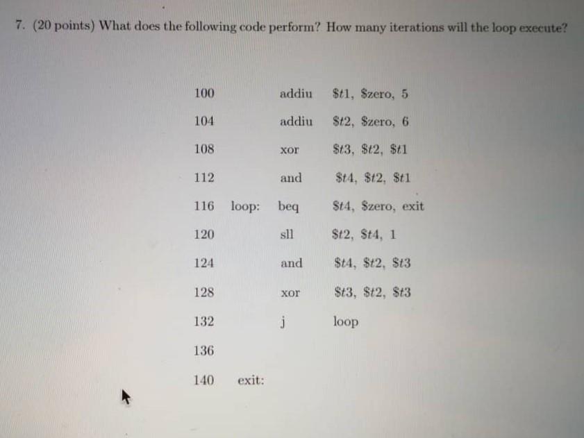 Solved 7. (20 points) What does the following code perform? | Chegg.com
