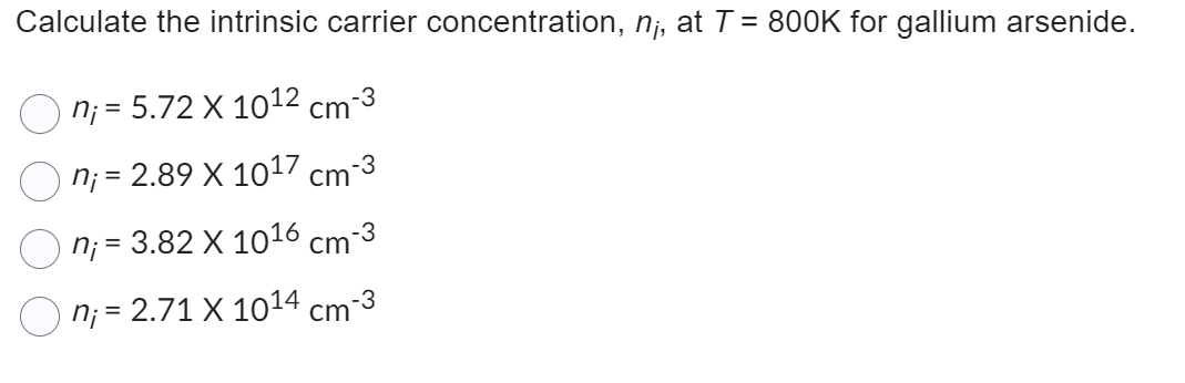 Solved Calculate the intrinsic carrier concentration, | Chegg.com