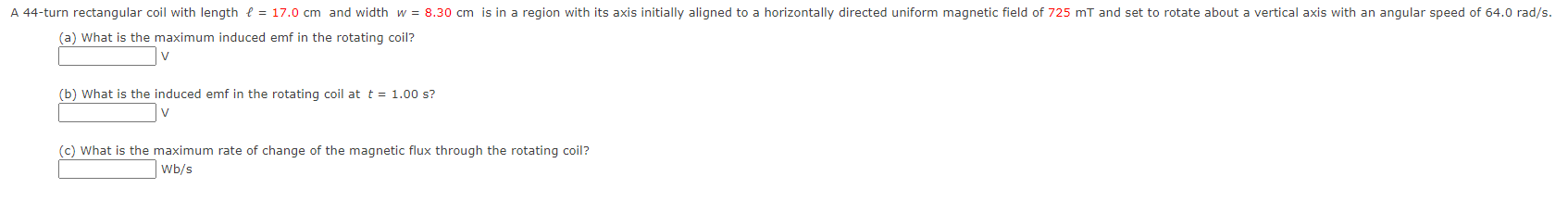 Solved (a) ﻿What is the maximum induced emf in the rotating | Chegg.com