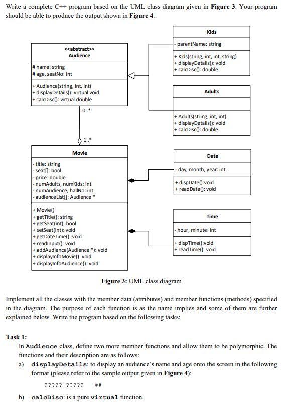Write a complete C++ program based on the UML class | Chegg.com