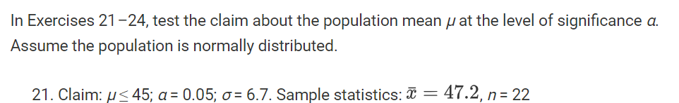 Solved In Exercises 21-24, test the claim about the | Chegg.com