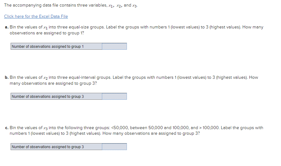 The accompanying data file contains three variables, | Chegg.com