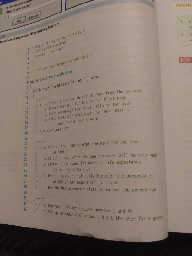 Solved 1Chapter 3 Progras Calling class methods Anderson, | Chegg.com