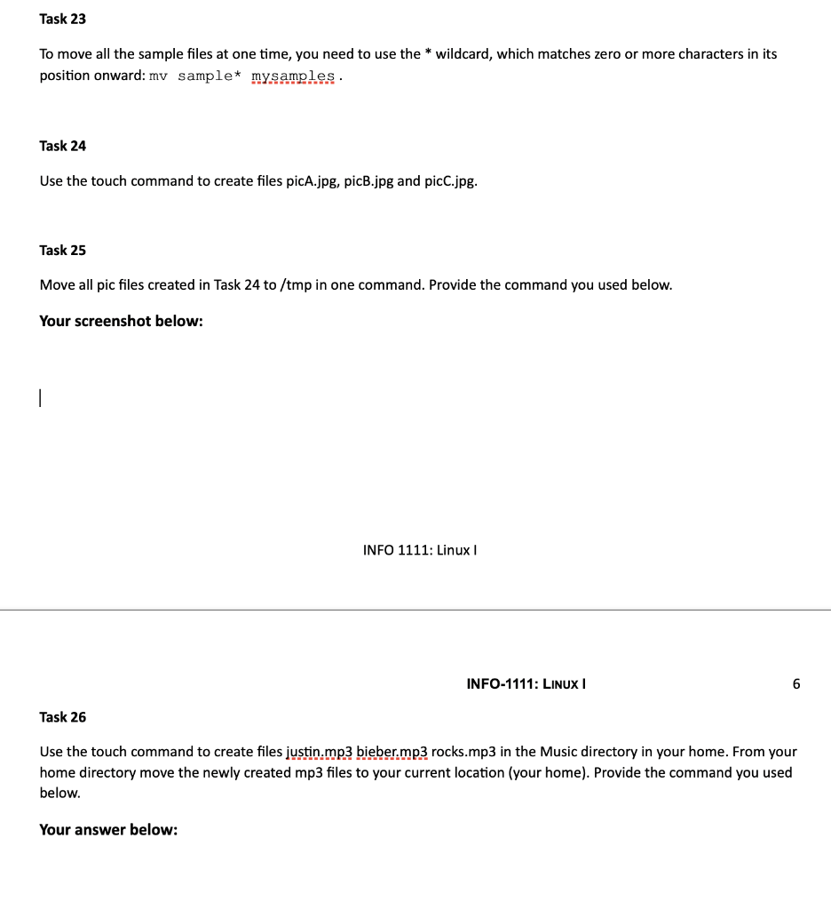 Solved Task 23 To move all the sample files at one time, you | Chegg.com