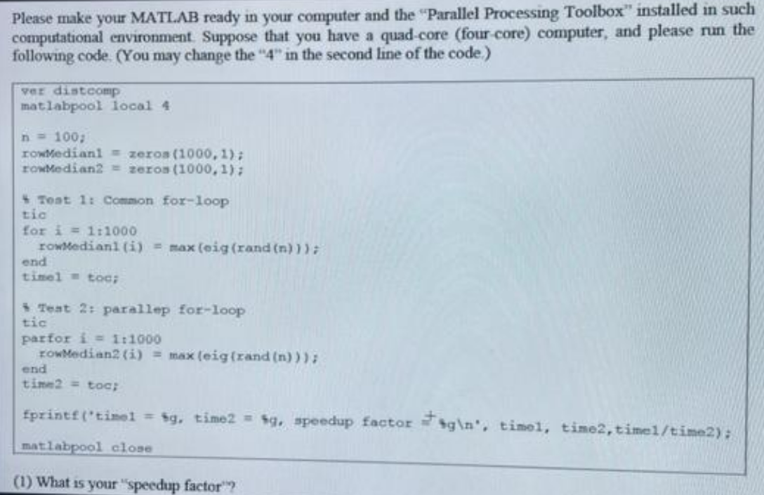 Solved Below statements is what purpose to show speed up | Chegg.com