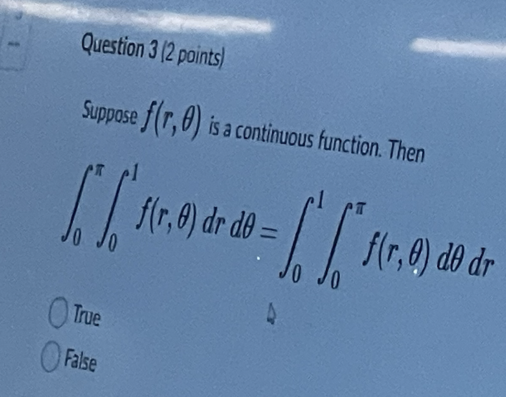 Solved Suppose f(r,θ) is a continuous function. Then | Chegg.com