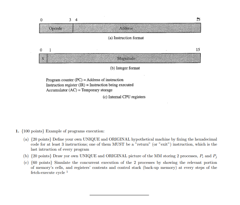 Solved 0 3 4 1S Opcode Address (a) Instruction format 0 1 15 | Chegg.com