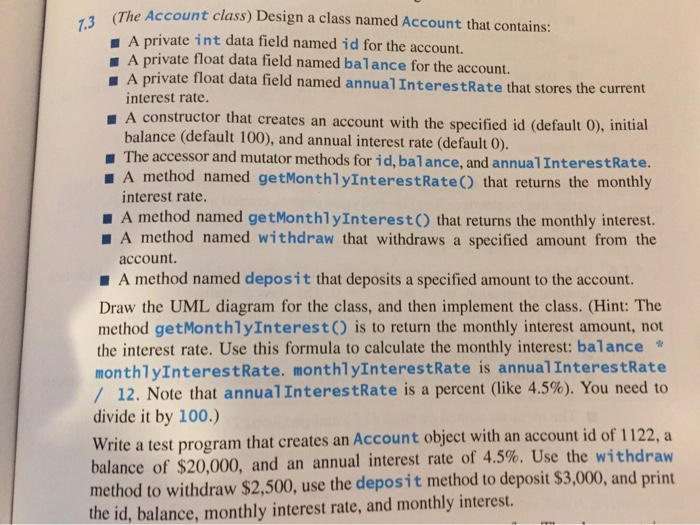Solved (The Account class) Design a class named Account that | Chegg.com