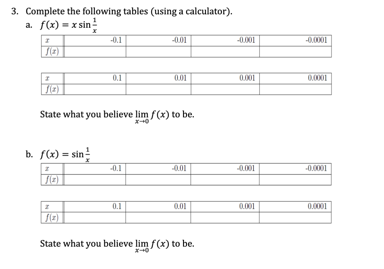 Solved 3. Complete the following tables (using a | Chegg.com