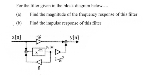 Solved For the filter given in the block diagram below.... | Chegg.com
