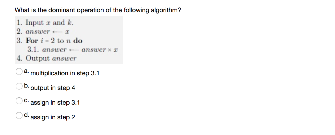 solved-what-is-the-dominant-operation-of-the-following-chegg