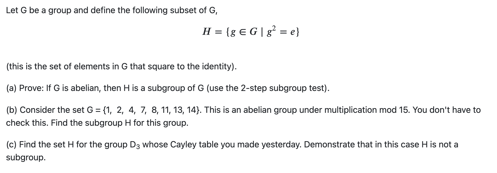 Solved Let G be a group and define the following subset of | Chegg.com