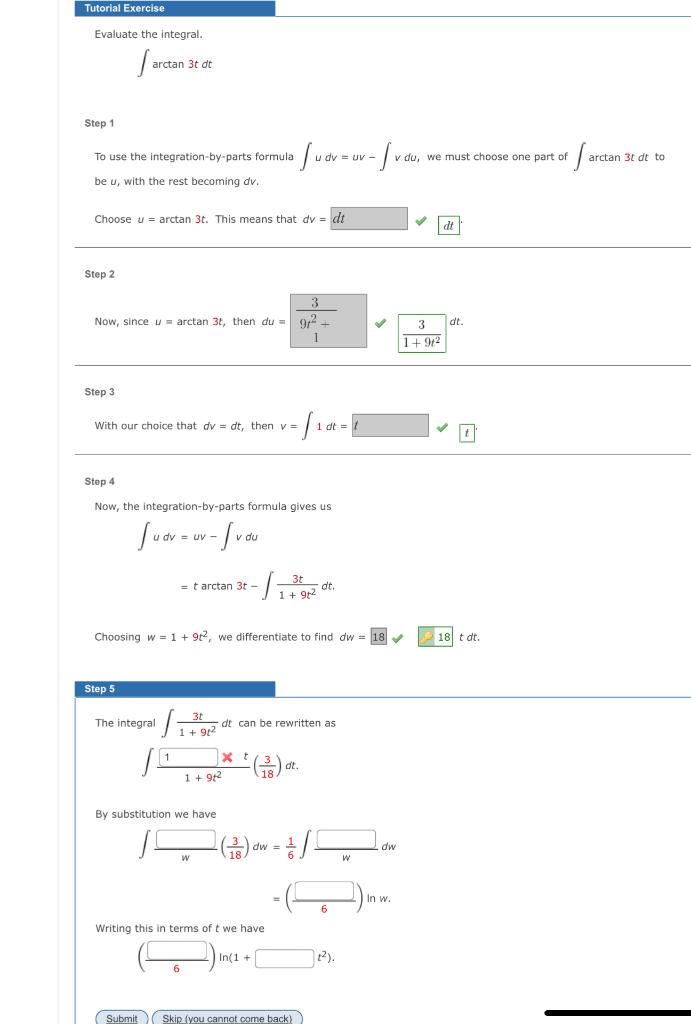 Solved Evaluate the integral. ∫arctan3tdt Step 1 To use the | Chegg.com