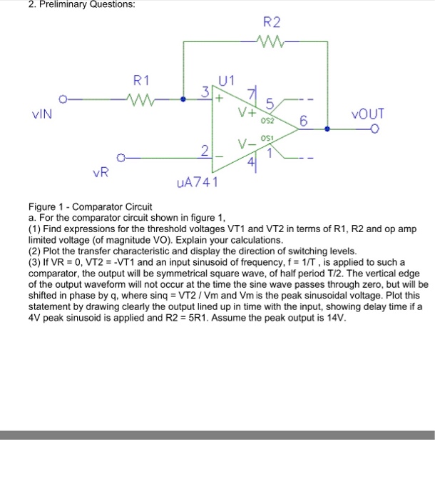 Solved 2. Preliminary Questions. R2 R 1 U1 VIN VOUT 2 uA741 | Chegg.com