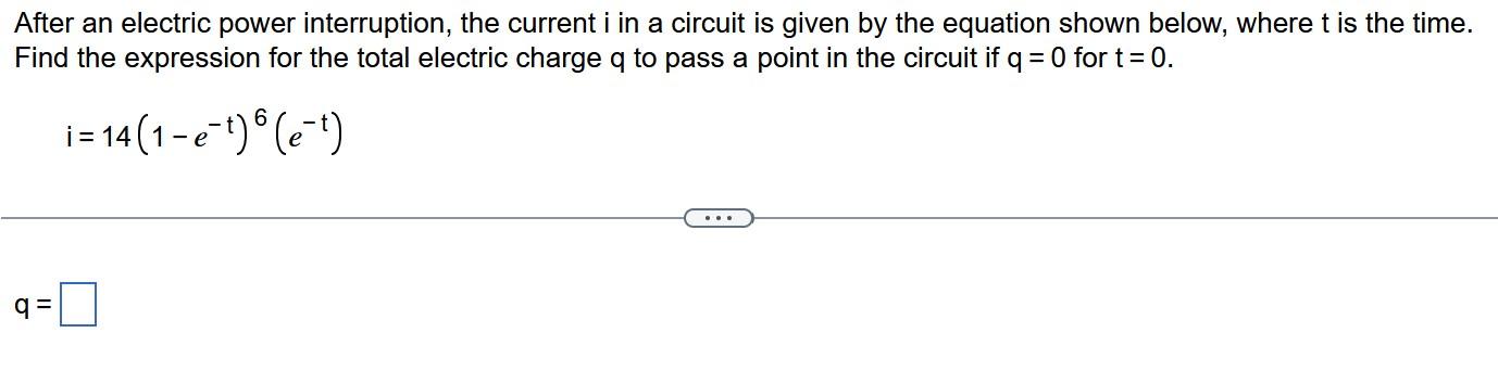 Solved After an electric power interruption, the current i | Chegg.com