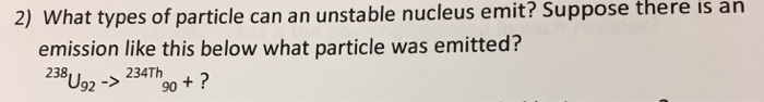 Solved What types of particle can an unstable nucleus emit? | Chegg.com