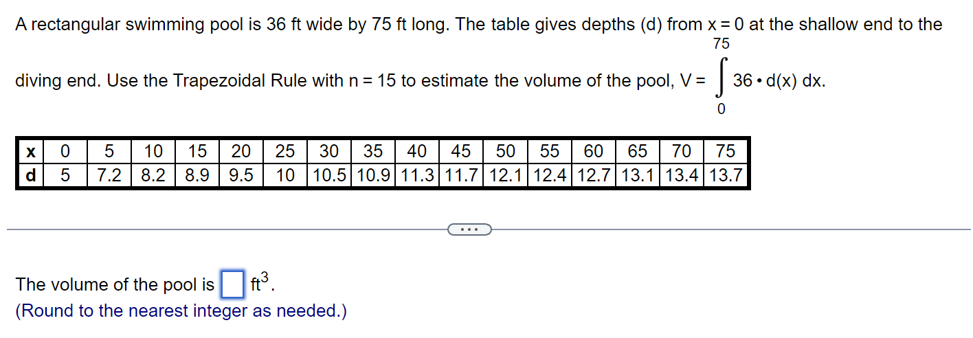 Solved A rectangular swimming pool is 36ft wide by 75ft | Chegg.com