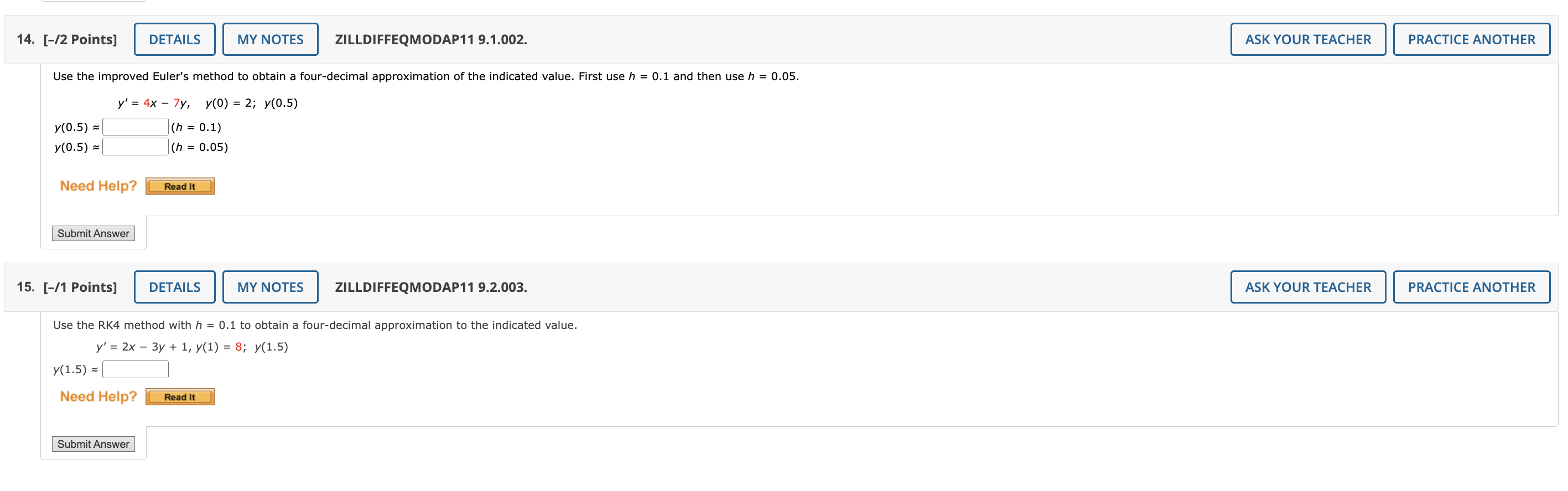 Solved Points]ZILLDIFFEQMODAP11 9.1.002.Use the improved | Chegg.com