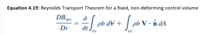 Equation 4.19: Reynolds Transport Theorem for a | Chegg.com