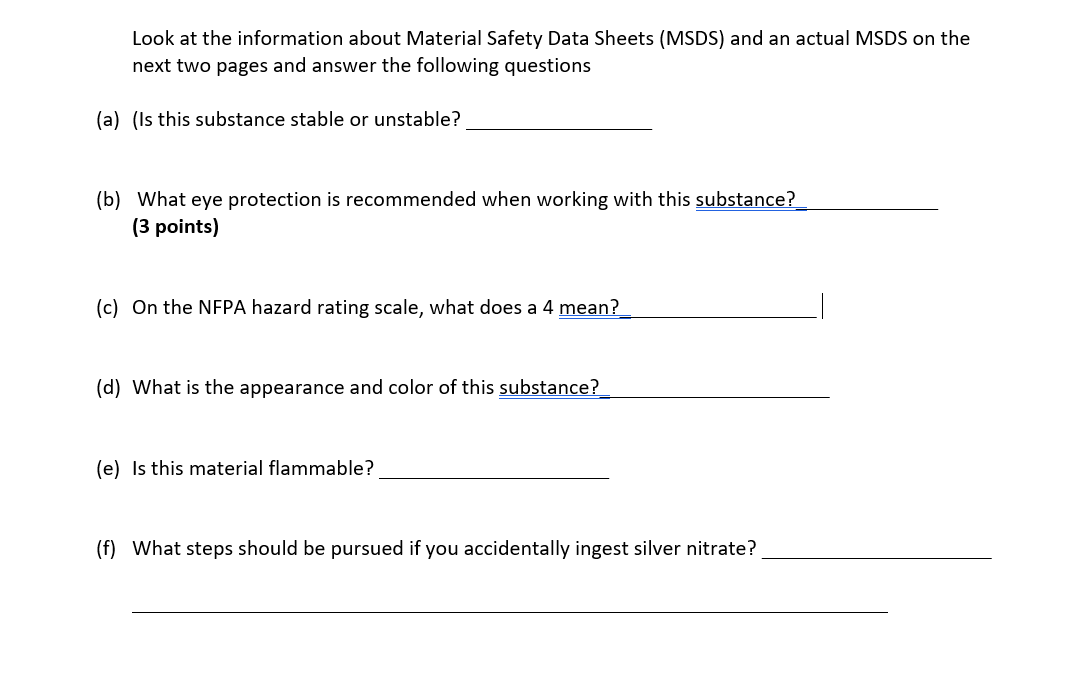 Solved Material Safety Data Sheet (MSDS) MSDS #: 691.00 | Chegg.com