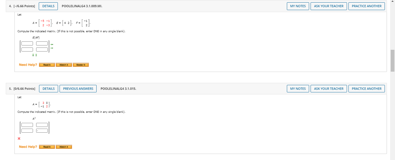 Solved 4. [-16.66 Points] DETAILS POOLELINALG4 3.1.009.MI. | Chegg.com