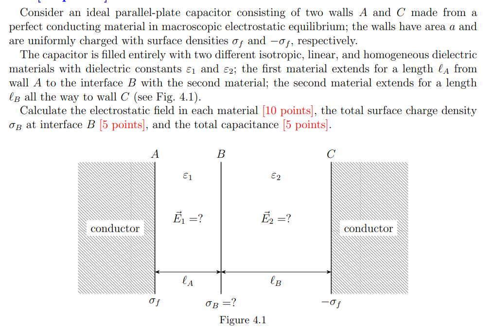 Solved Consider an ideal parallel-plate capacitor consisting | Chegg.com