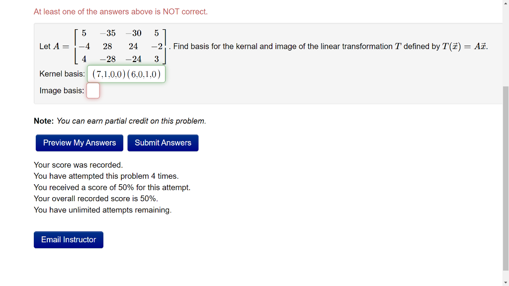Solved Find basis for the kernal and image of the linear | Chegg.com