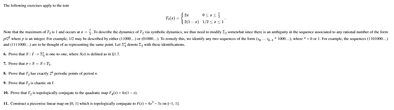 Solved The following exercises apply to the tent T2()= = {% | Chegg.com