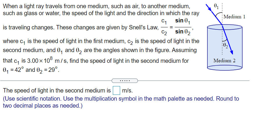 Solved 01 Medium 1 - C2 When a light ray travels from one | Chegg.com