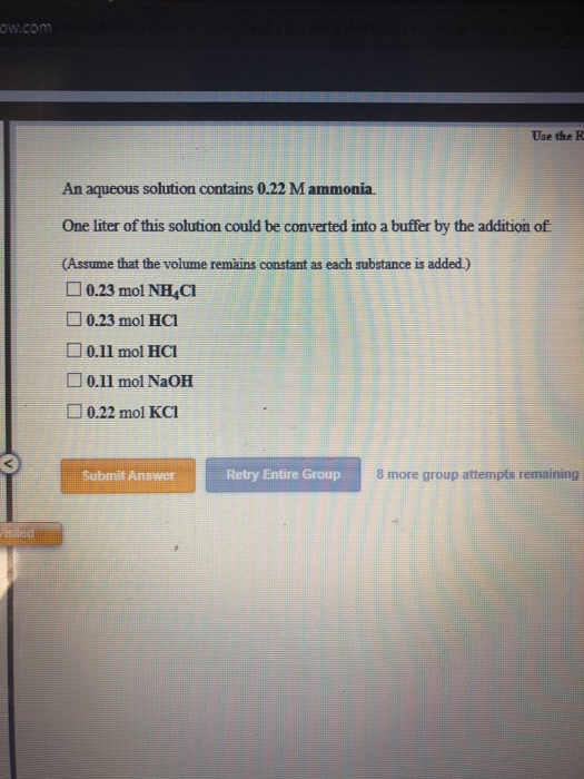 Solved Use the Ref An aqueous solution contains 0.22 M | Chegg.com