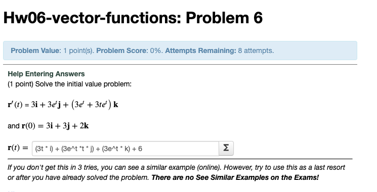 Solved Hw06-vector-functions: Problem 6 Problem Value: 1 | Chegg.com