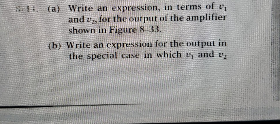 Solved ふ1, (a) write an expression, in terms of ui and v2, | Chegg.com